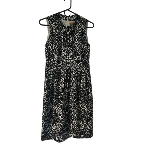 Tory Burch | Dresses | Tory Burch Silk Black White Belinda Jacquard ...